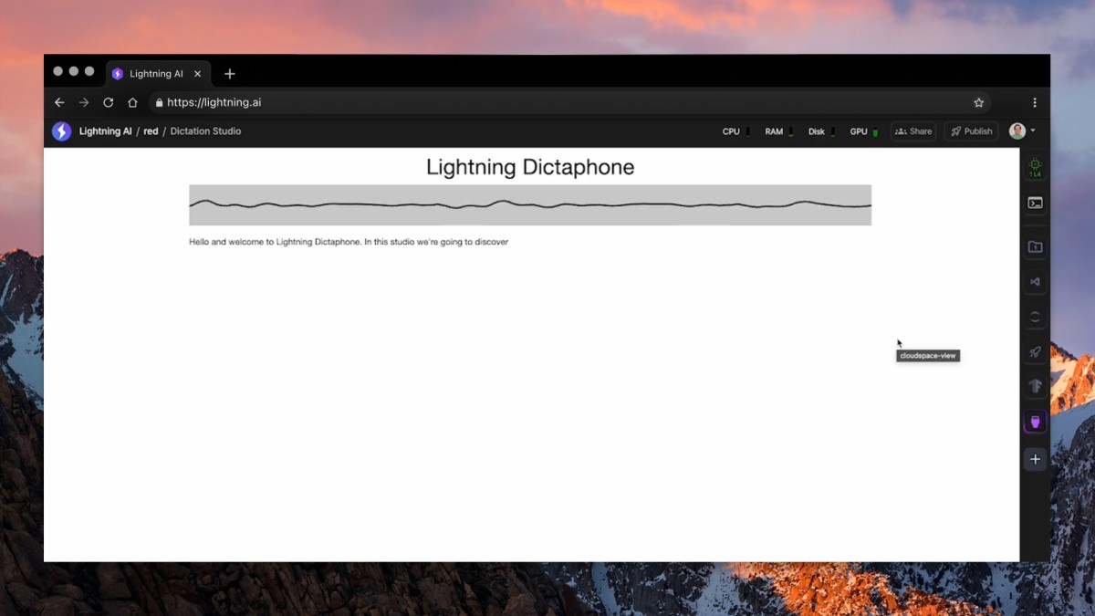 Deploy a real-time voice transcription app - a Lightning Studio by andy